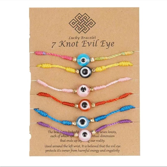 Jewelry | 6 Pcs Evil Eye String Bracelet Braided Rope Lucky Bracelet ...
